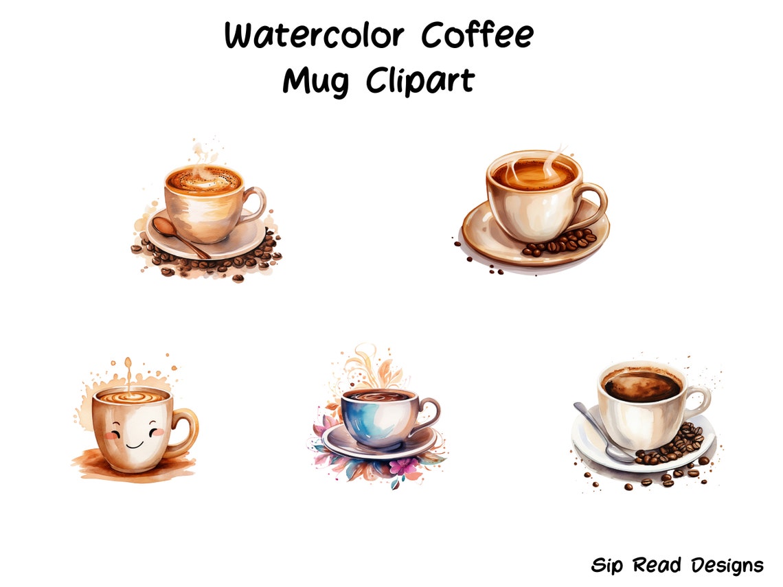 Watercolor Coffee Mug Clipart for Scrapbooks, Websites and Card Making ...