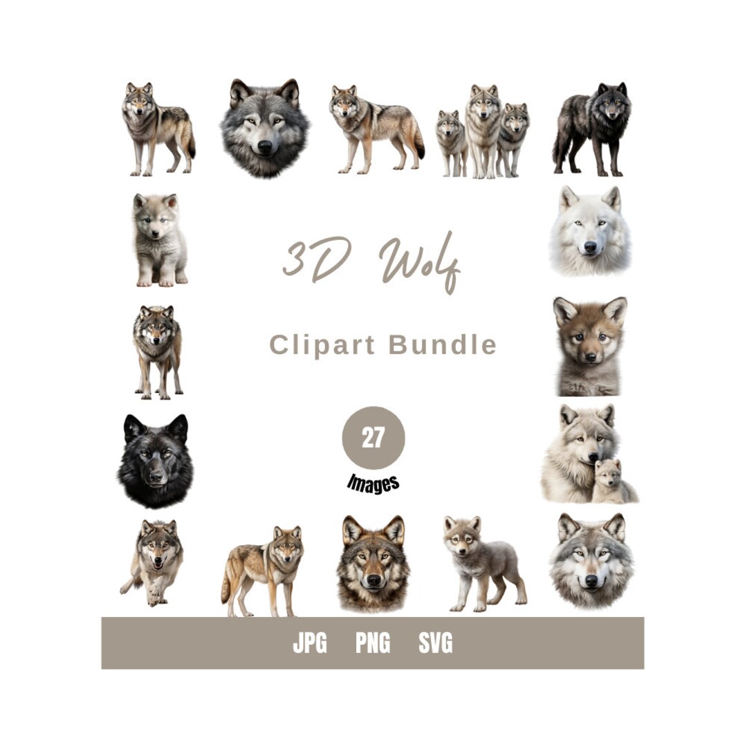 3D Wolf Clipart Bundle for Websites, Sublimation and Digital Projects ...