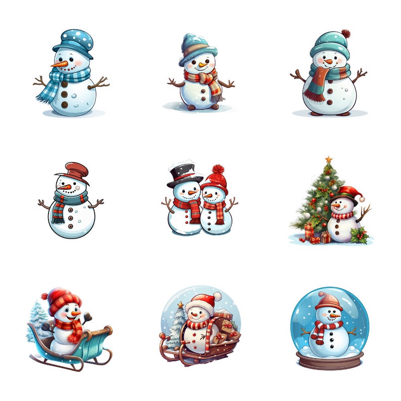 Snowmen Clipart Bundle Christmas Clipart Xmas Clipart Snowman Png ...