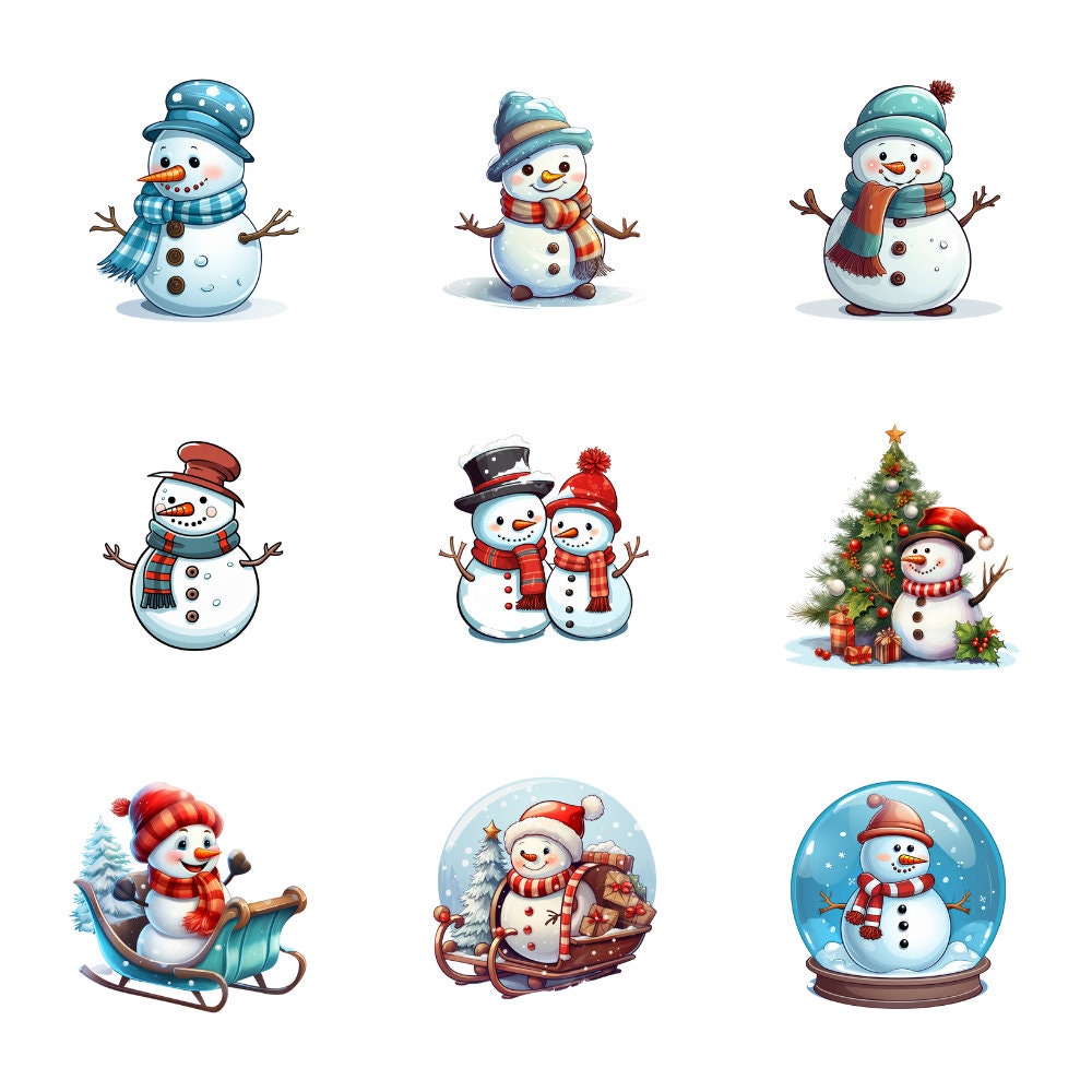 Snowmen Clipart Bundle Christmas Clipart Xmas Clipart Snowman Png ...