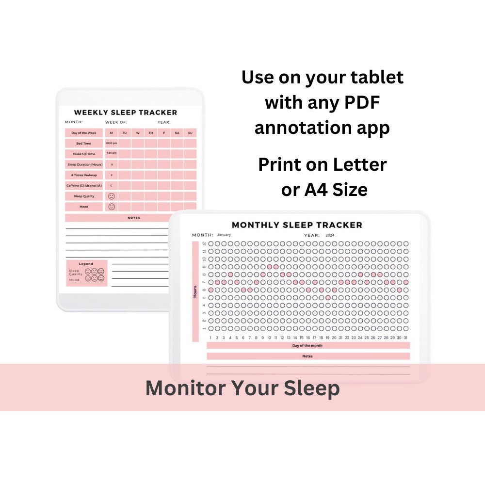 Sleep Log Weekly Sleep Log Monthly Sleep Tracker Sleep Journal Self ...