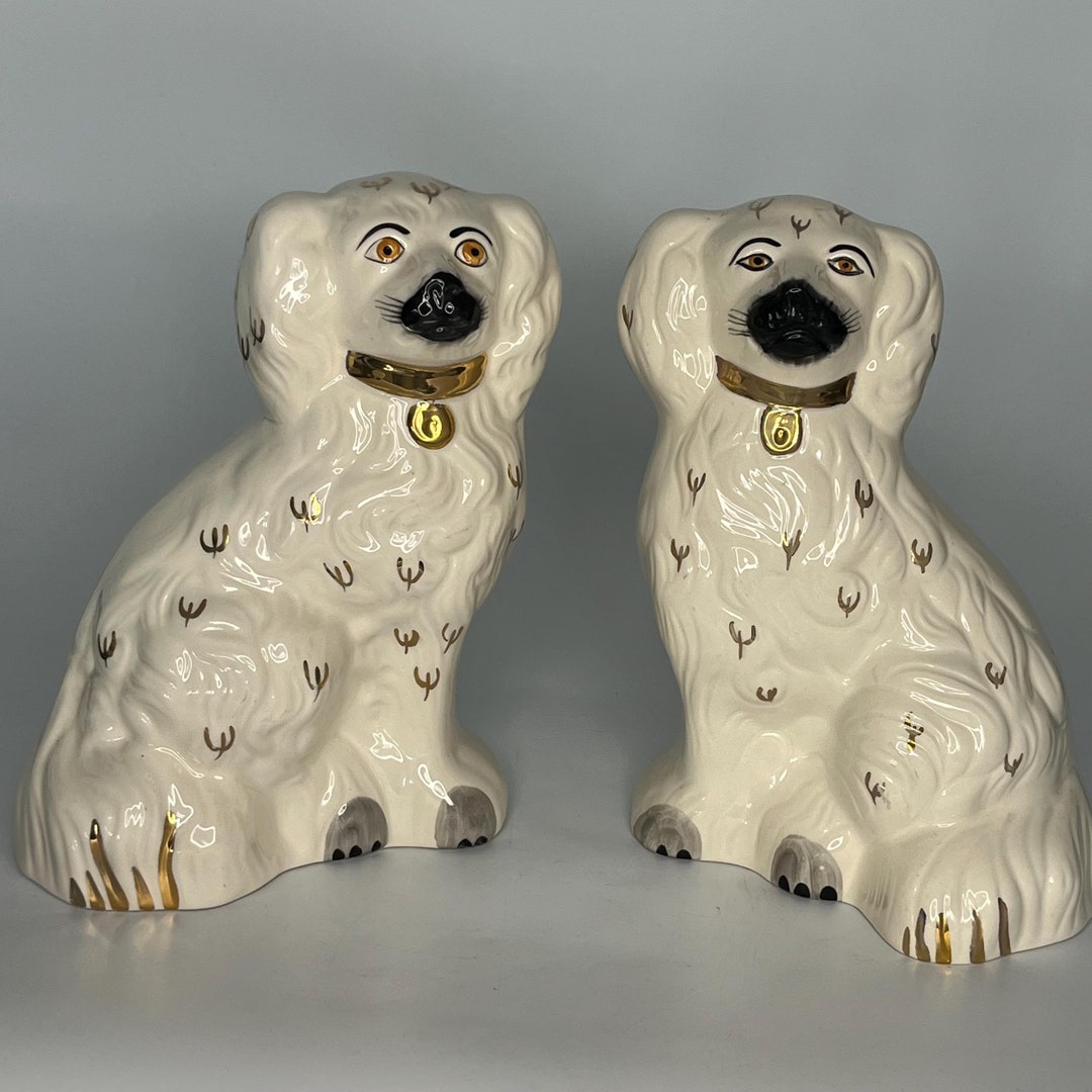 Pair of Large Beswick England Mantle Dogs, 2 Staffordshire King Charles ...