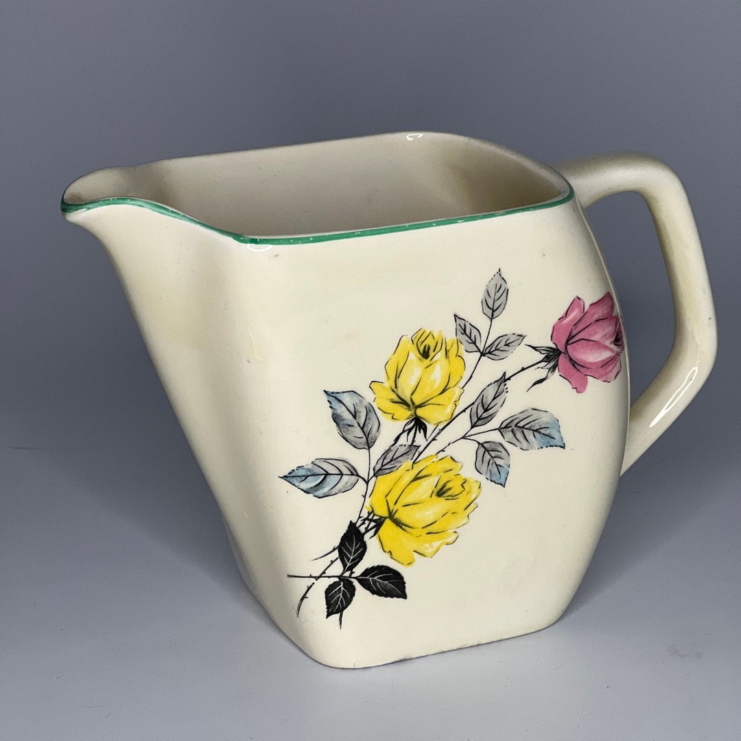 Vintage Lord Nelson Mid Century Angular Pitcher Milk Jug in Floral ...