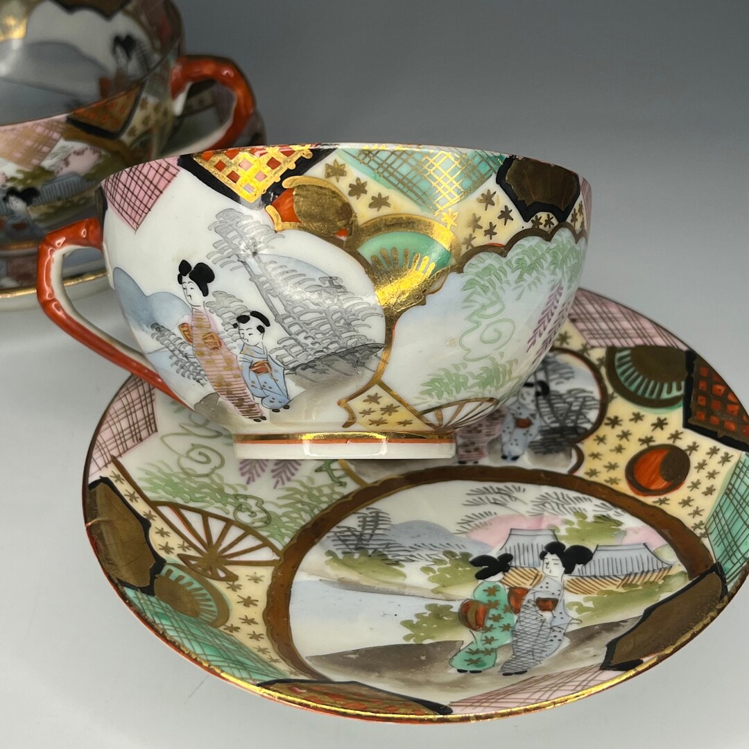 Vintage Egg Shell Kutani Japan China Japanese Tea Set Hand Painted ...
