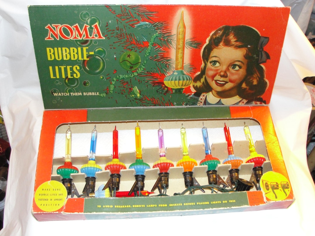 Rare Vintage Christmas Noma Bubble Lights Set of 9 W/rare Purple & Green Tubes, ALL Have Glass ...