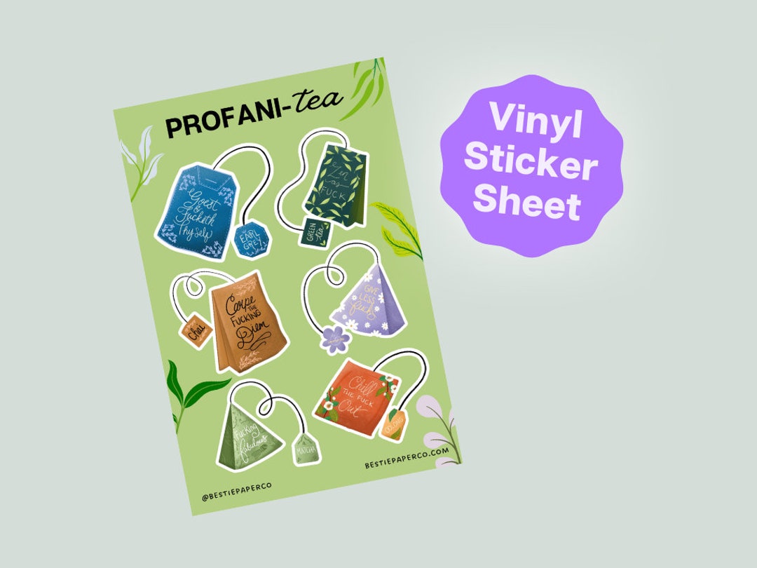 Profani-tea Vinyl Sticker Sheet Tea Decals Tea Time - Etsy