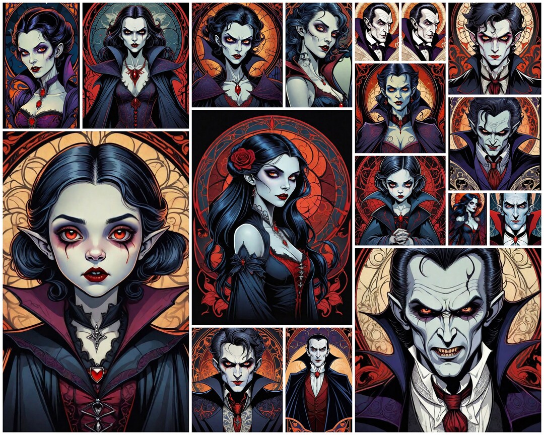 Vampire Portraits 43 Files Instant Downloads. Printable Tags Pages ...
