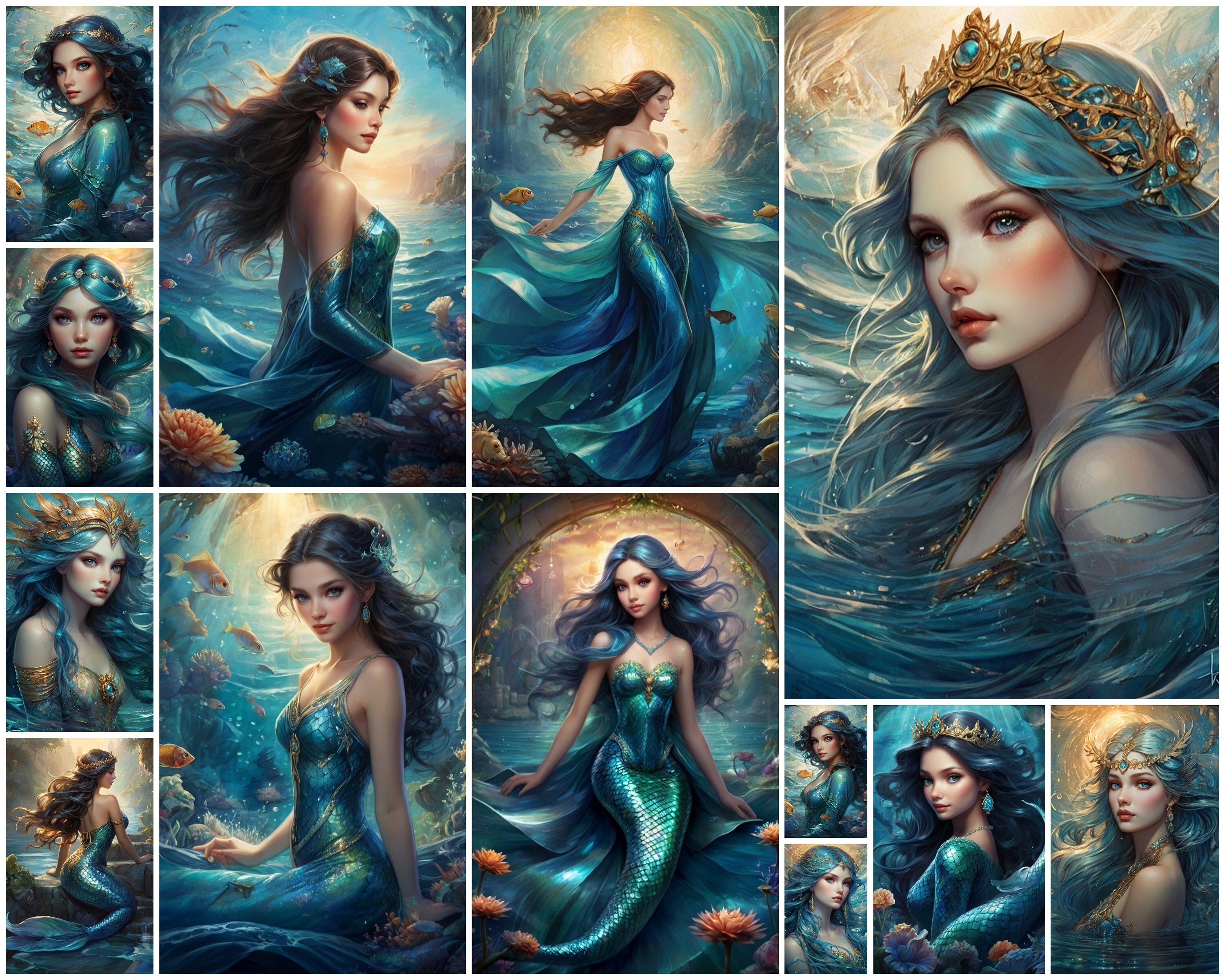 Half Page Mermaids 29 Files Instant Downloads. Printable Tags Pages ...