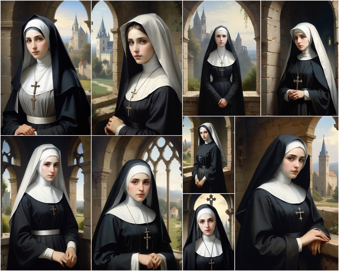 Nuns Illustration 9 Files Instant Downloads. Printable Tags Pages Paper ...
