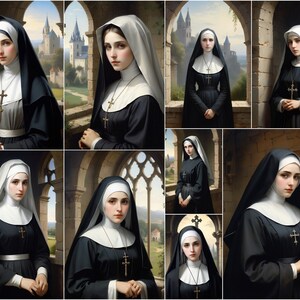 Nuns Illustration 9 Files Instant Downloads. Printable Tags Pages Paper ...