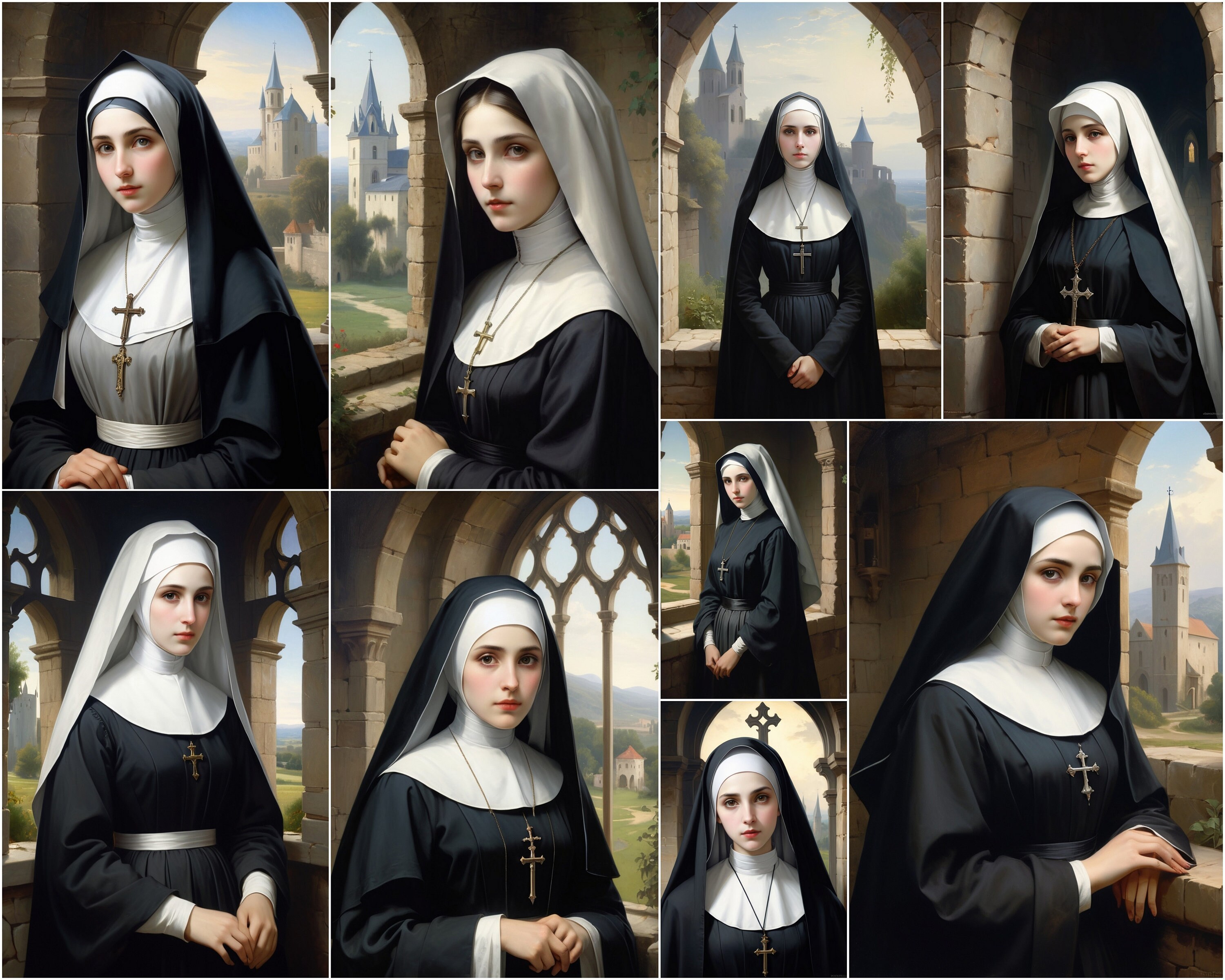 Nuns Illustration 9 Files Instant Downloads. Printable Tags Pages Paper ...