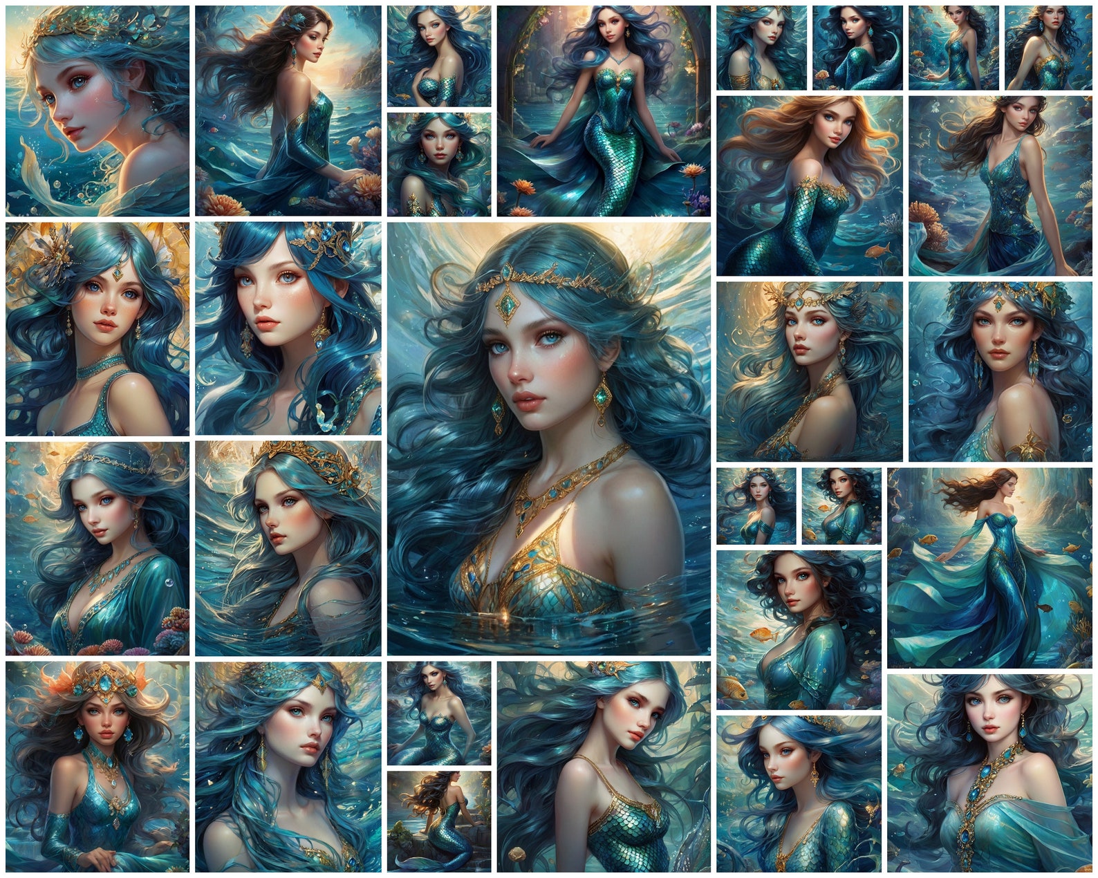 Half Page Mermaids 29 Files Instant Downloads. Printable Tags Pages ...