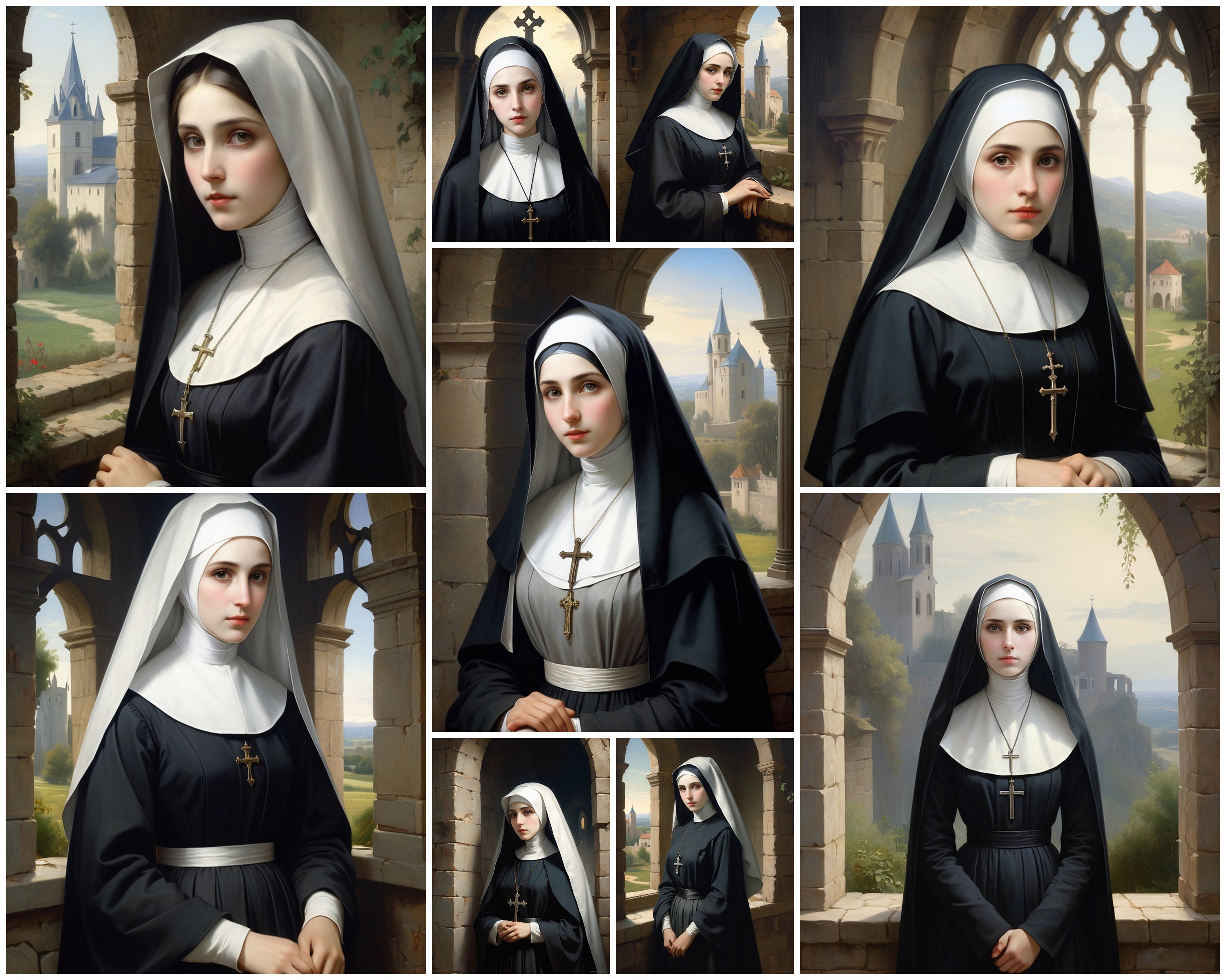 Nuns Illustration 9 Files Instant Downloads. Printable Tags Pages Paper ...