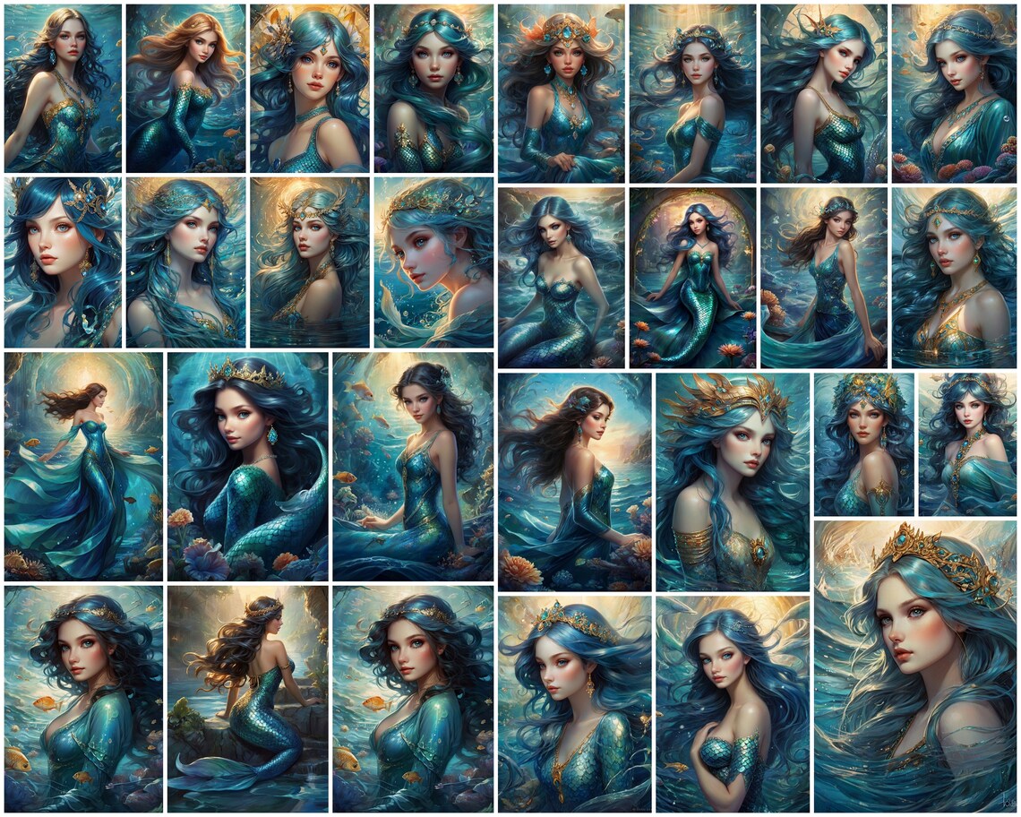 Half Page Mermaids 29 Files Instant Downloads. Printable Tags Pages ...