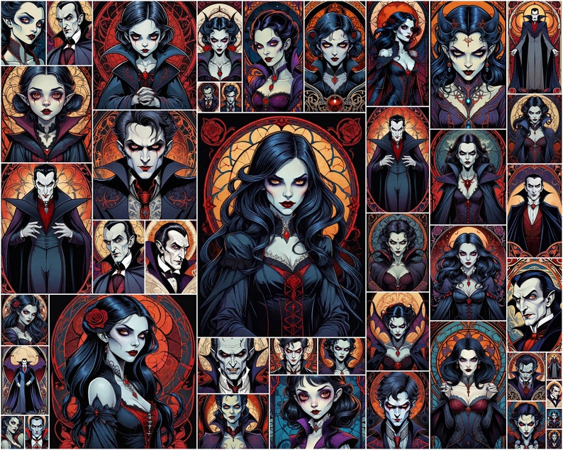 Vampire Portraits 43 Files Instant Downloads. Printable Tags Pages ...