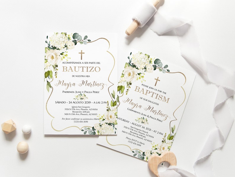 White Bautizo Baptism Invitation, Invitaciones De Bautizo, Mi Bautizo ...
