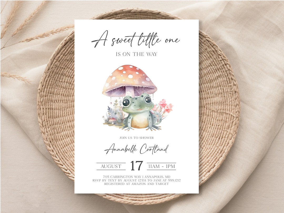 Frog Baby Shower Invitation, Frog Baby Shower Digital Invitation ...