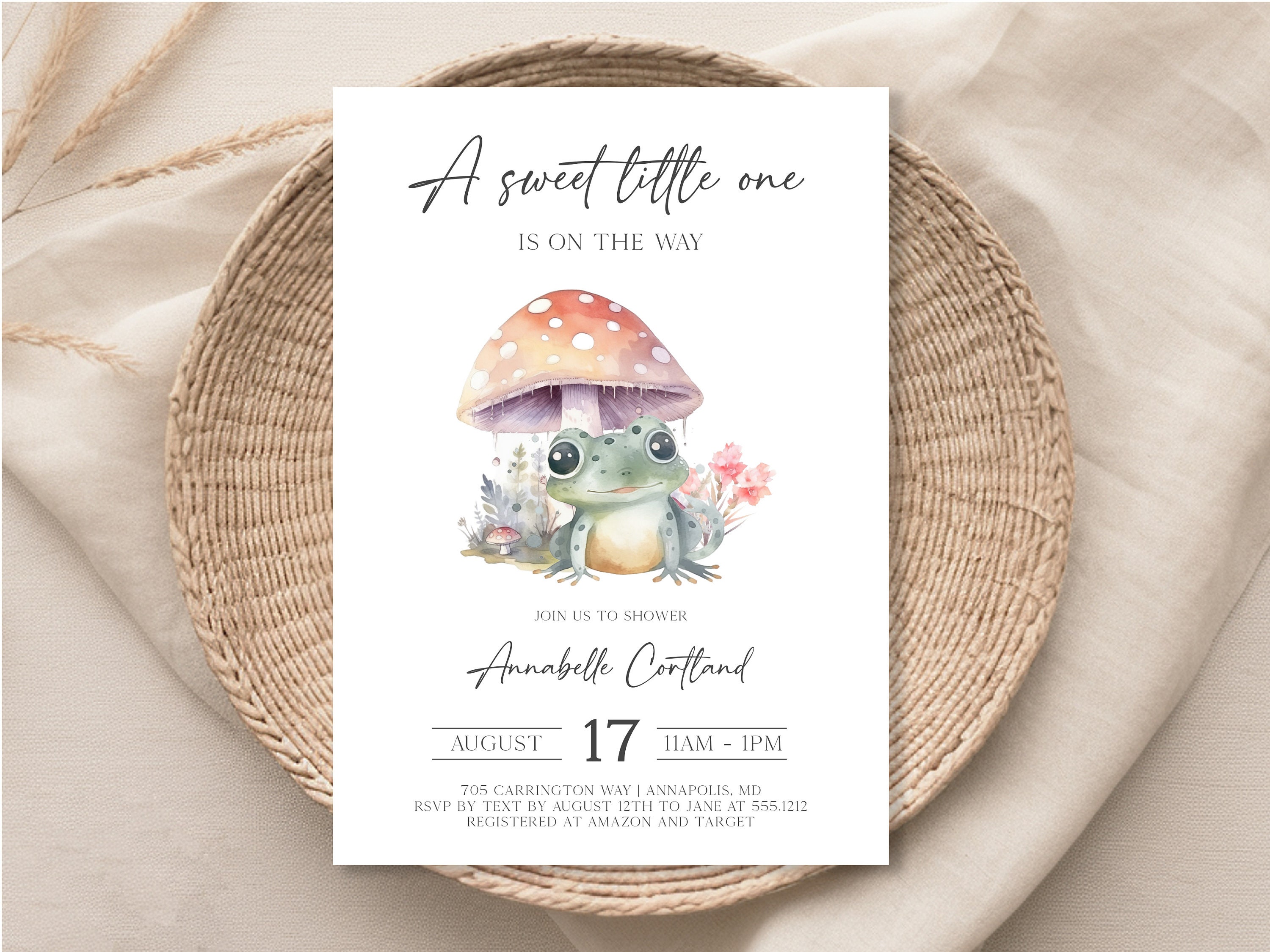 Frog Baby Shower Invitation, Frog Baby Shower Digital Invitation ...