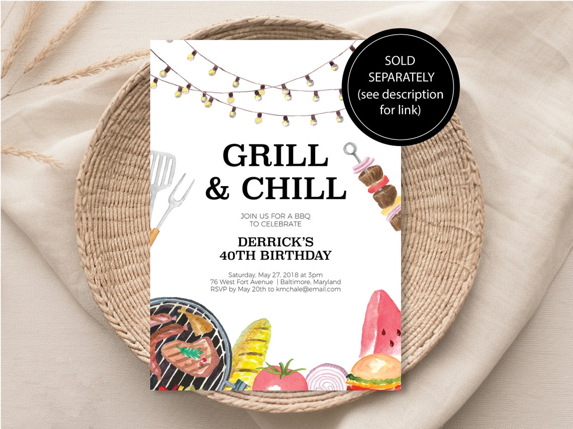 Grill and Chill Birthday Party Welcome Sign Template, BBQ Birthday ...