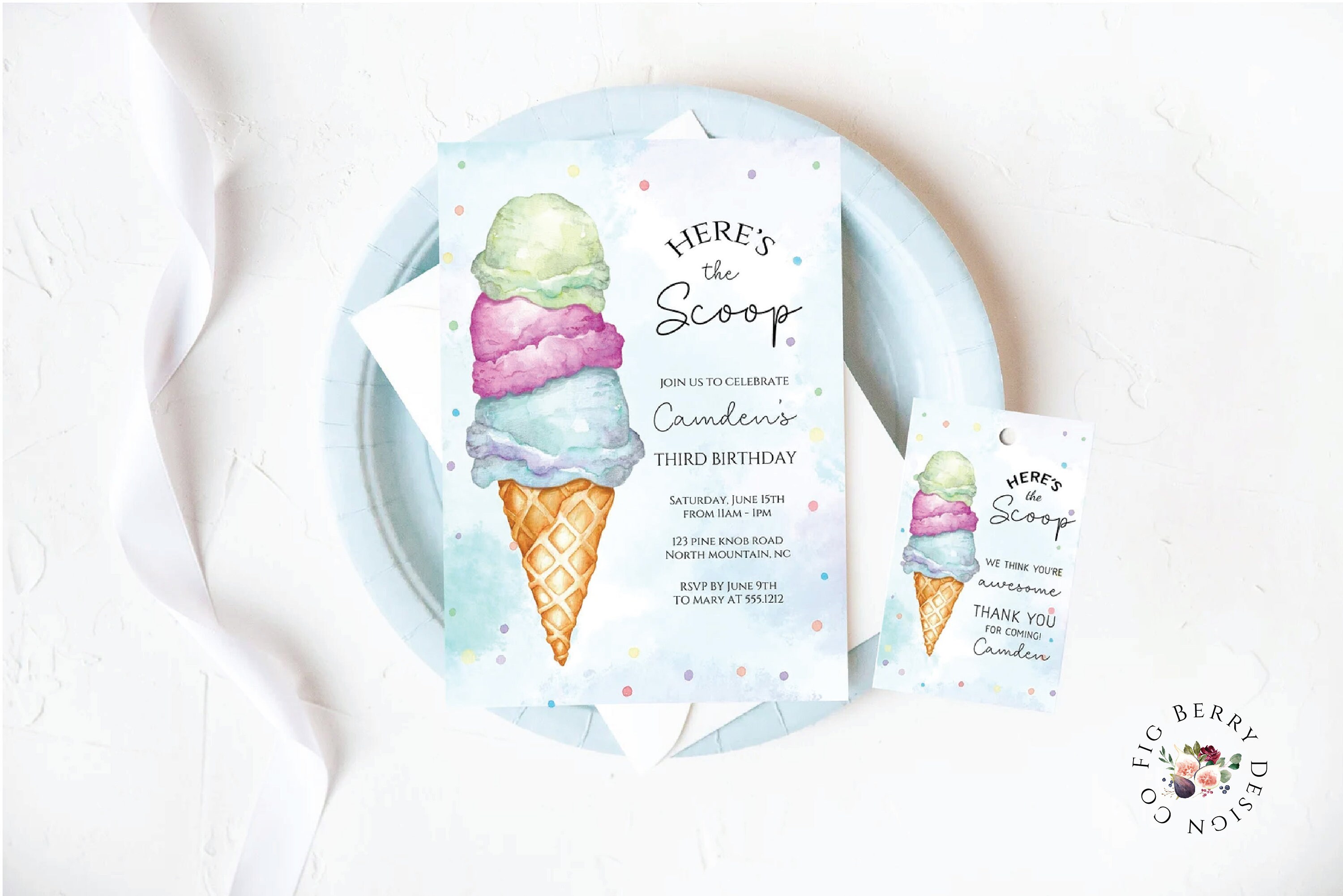 Boy Ice Cream Birthday Party Invitation, Ice Cream Invite, Editable Ice ...