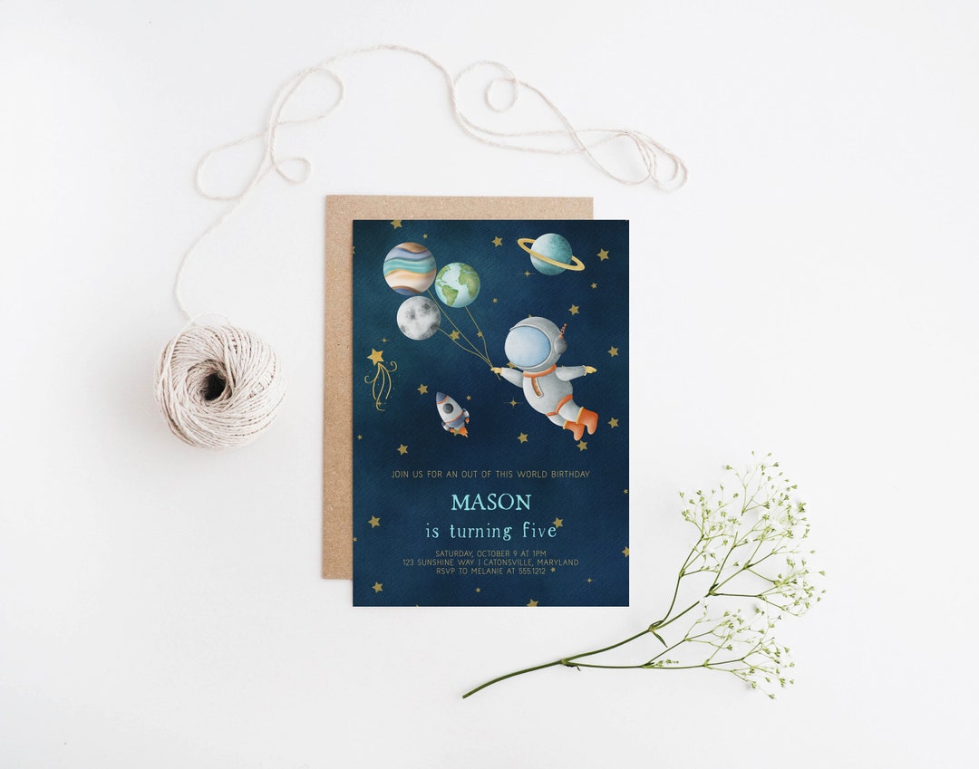 Outer Space Birthday Party Invitation, Editable Astronaut Party ...