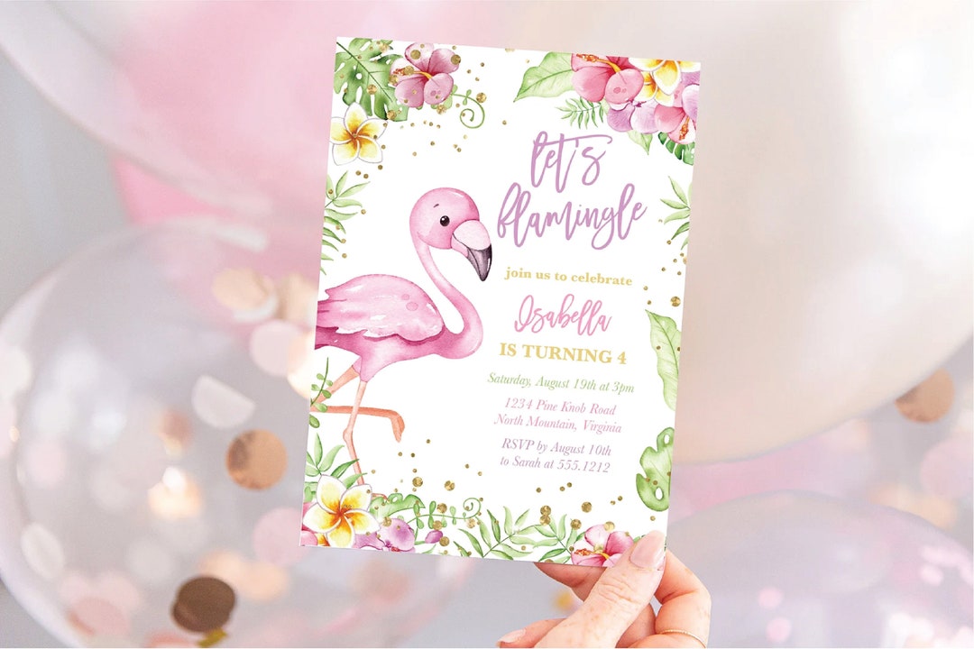 Let's Flamingle Birthday Party Invitation, Pink Flamingo Invitation ...