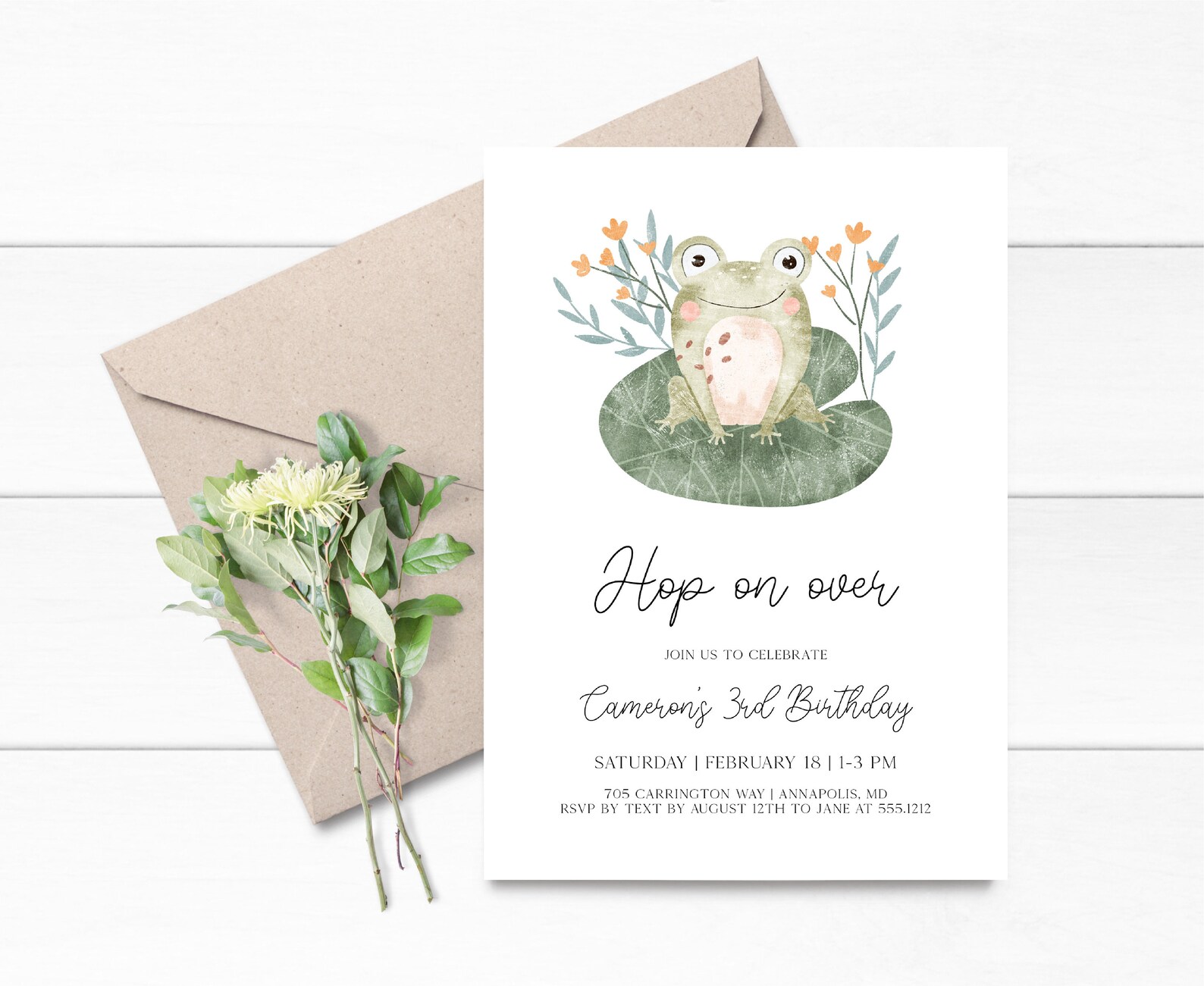 Frog Birthday Party Invitation, Editable Gender Neutral Frog Birthday ...