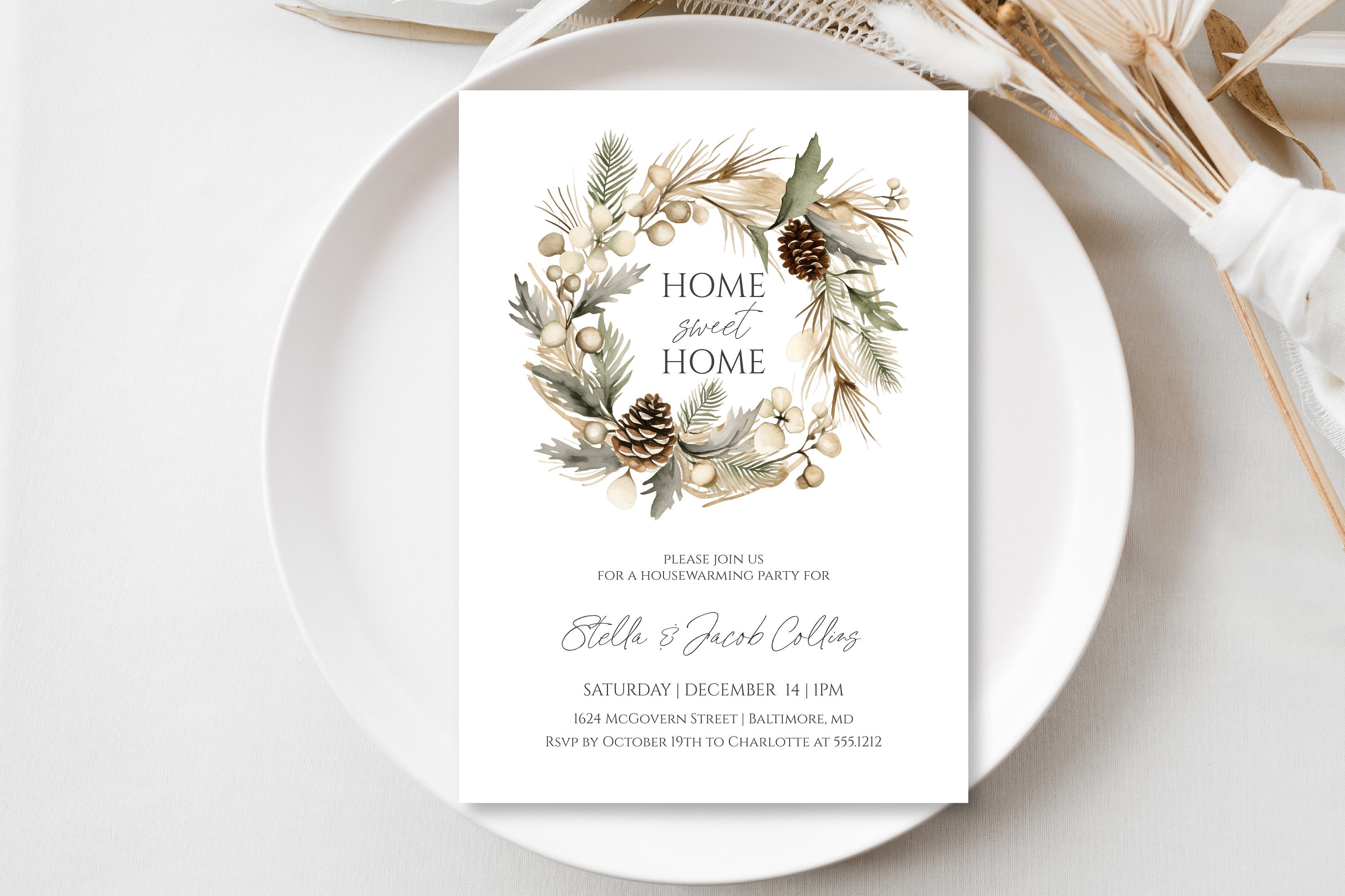 Holiday Housewarming Party Invitation, Instant Download Winter ...