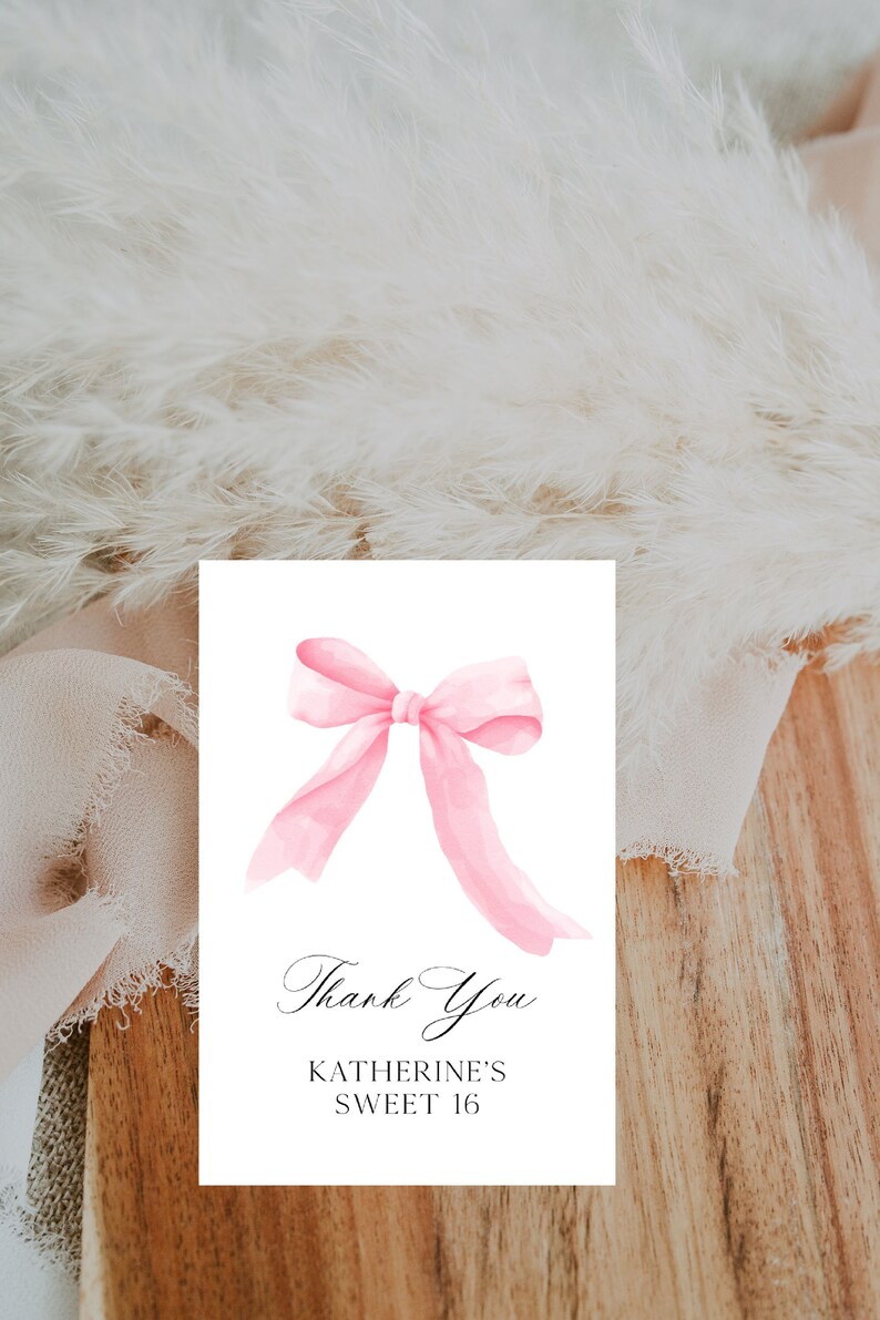 Sweet Sixteen Birthday Party Favor Tag Template, Coquette Birthday ...