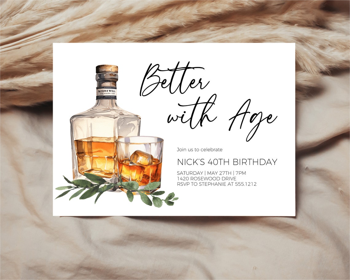 Whiskey Tasting Invitation, Whiskey Birthday Party Invitation Template ...
