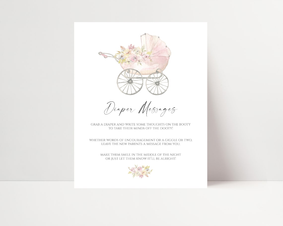 Diaper Messages Sign, Boho Baby Shower Table Sign, Editable 8x10 Sign ...