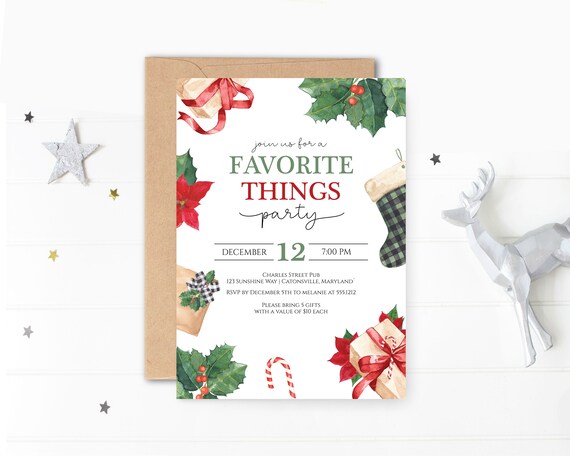 Favorite Things Party Invitation Holiday Gift Exchange - Etsy