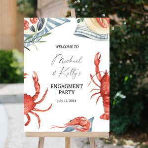 Seafood Boil Welcome Sign, Seafood Boil Engagement Party Sign, Seafood ...