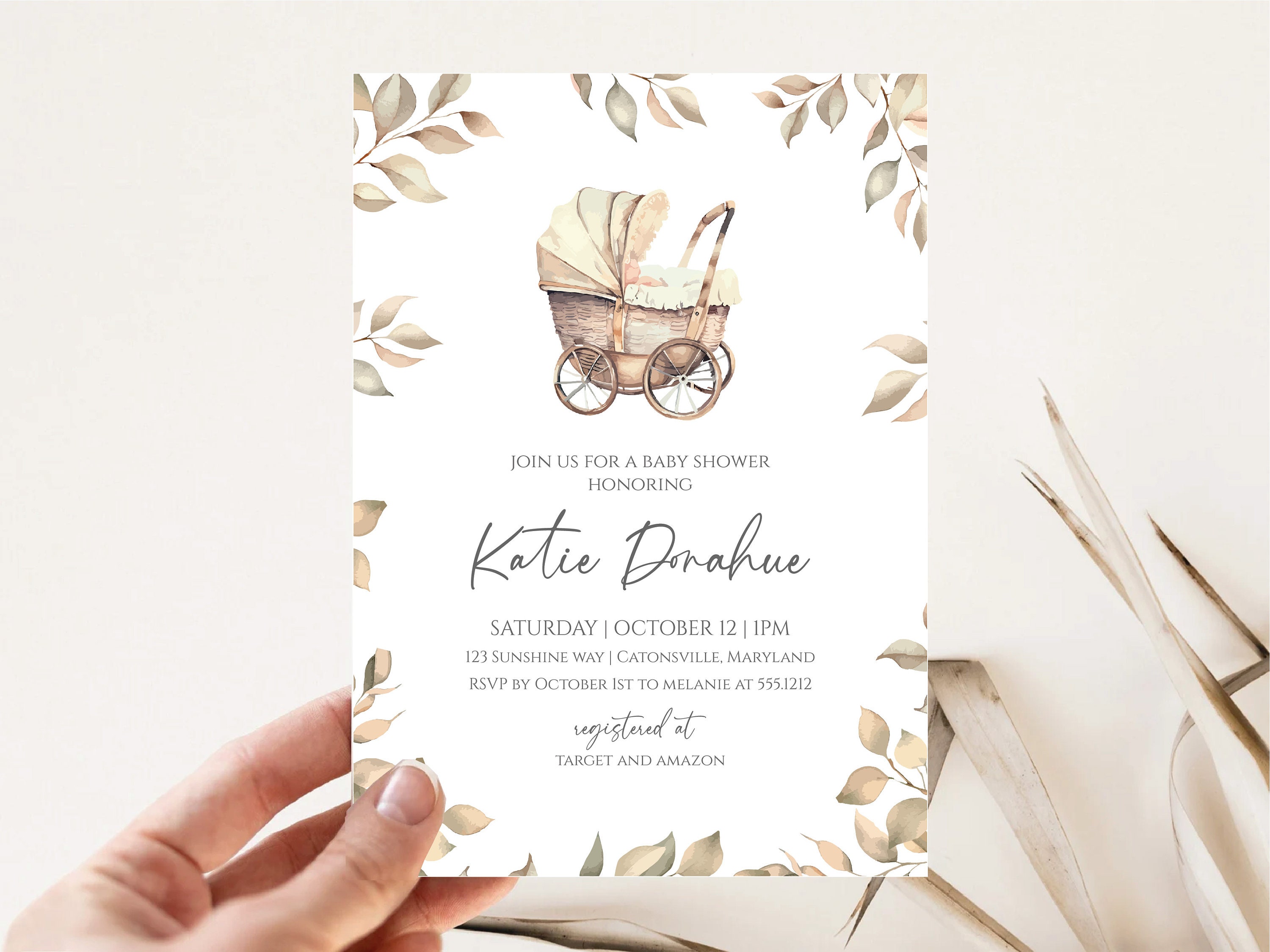 Gender Neutral Baby Shower Invitation Bundle, Baby Carriage Shower ...