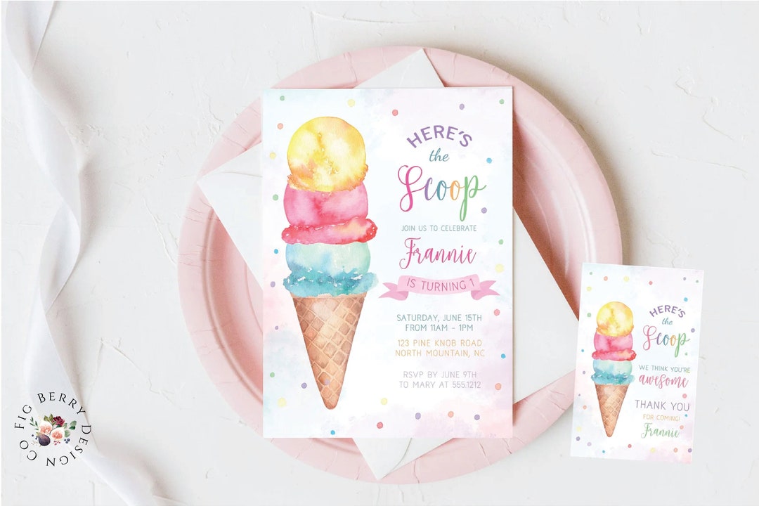 Ice Cream Birthday Party Invitation, Ice Cream Invitation, Editable Ice ...