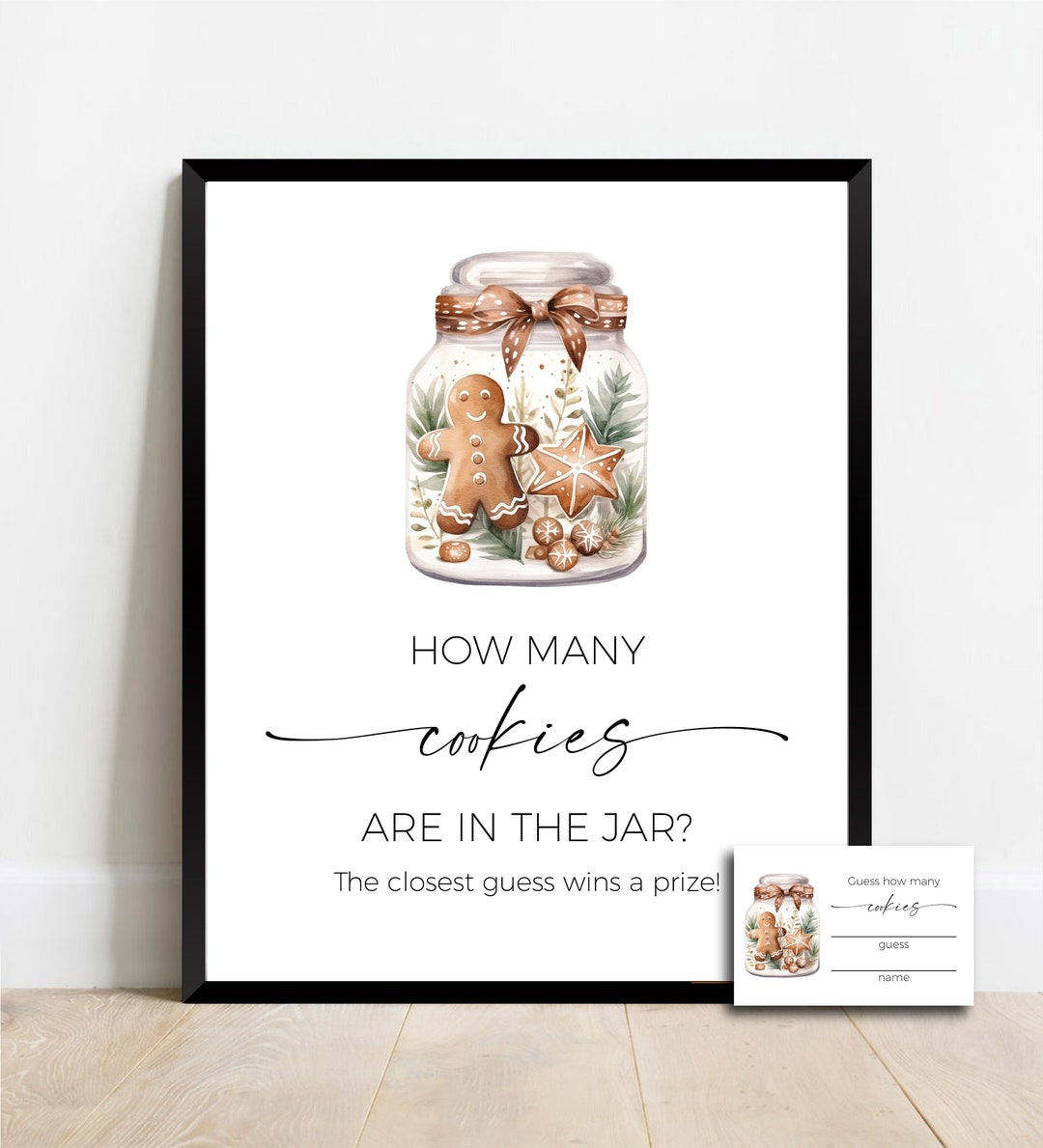 Guess How Many Cookies Game and Guess Cards, Christmas Baby Shower ...