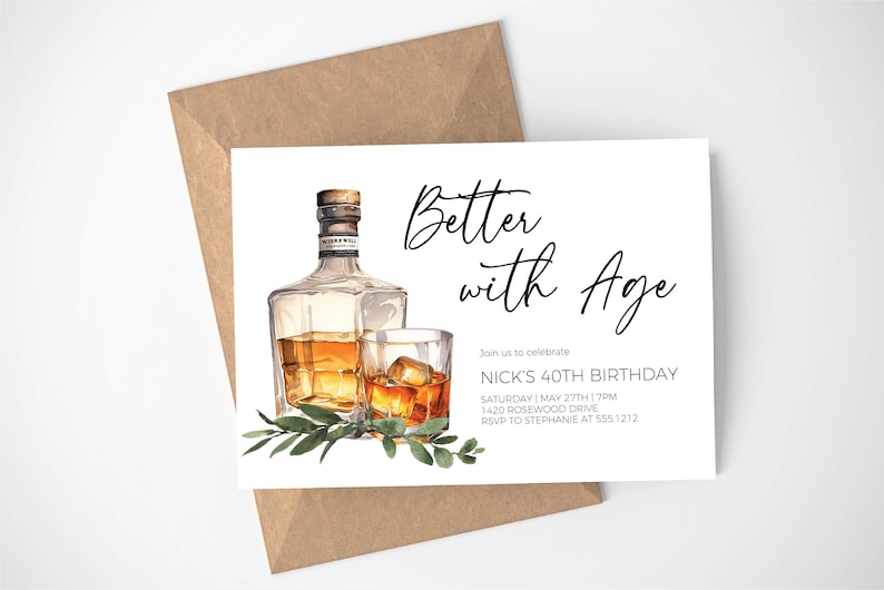 Whiskey Tasting Invitation, Whiskey Birthday Party Invitation Template ...