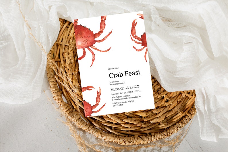 Crab Feast Invitation, Seafood Engagement Party Invite, Crab Feast ...