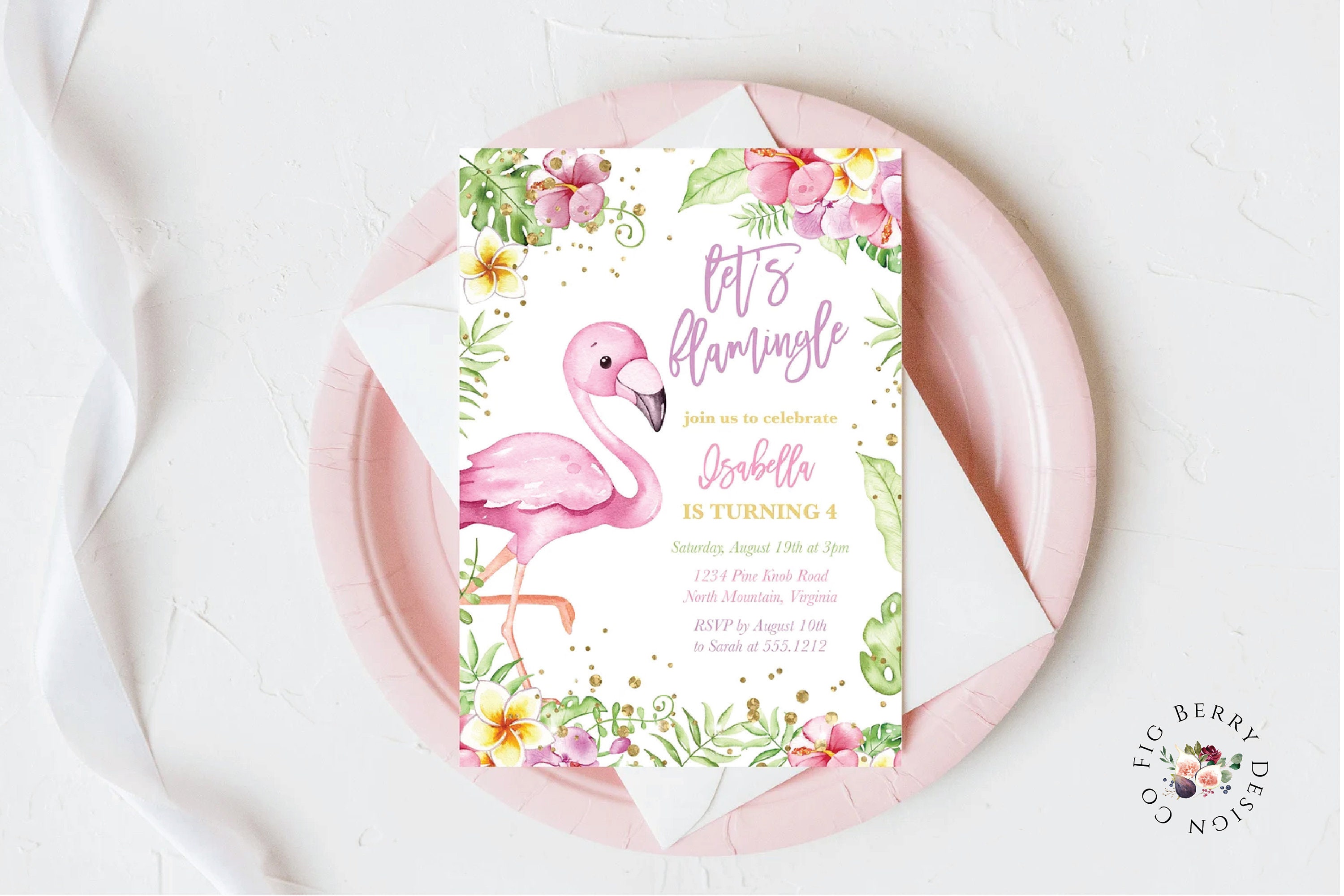 Let's Flamingle Birthday Party Invitation, Pink Flamingo Invitation ...