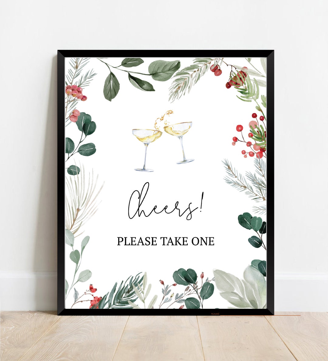 Christmas Engagement Party Table Sign, Holiday Champagne Engagement ...