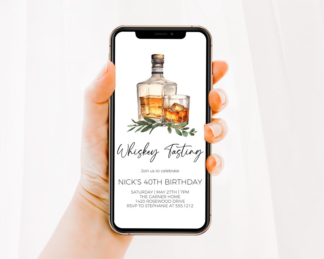 Whiskey Tasting Evite, Whiskey Birthday Party Invitation Template ...