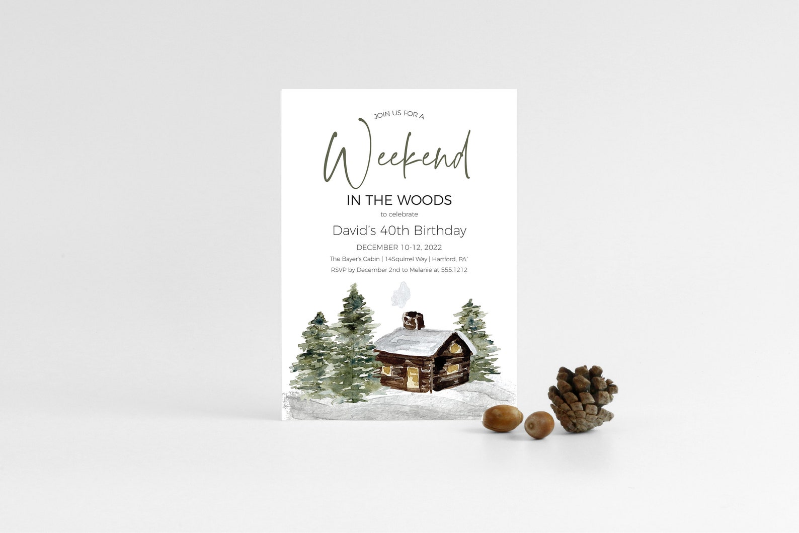 Weekend in the Woods Invitation Template, Cabin Birthday Party ...