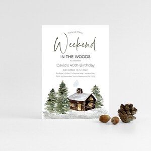 Weekend in the Woods Invitation Template, Cabin Birthday Party ...