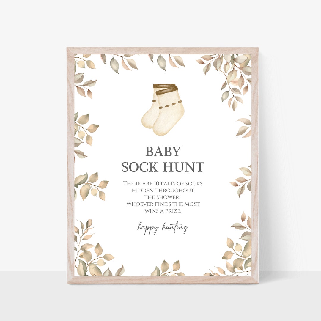 Baby Sock Hunt Game, Minimalist Baby Shower Game, Neutral Sock Hunt ...