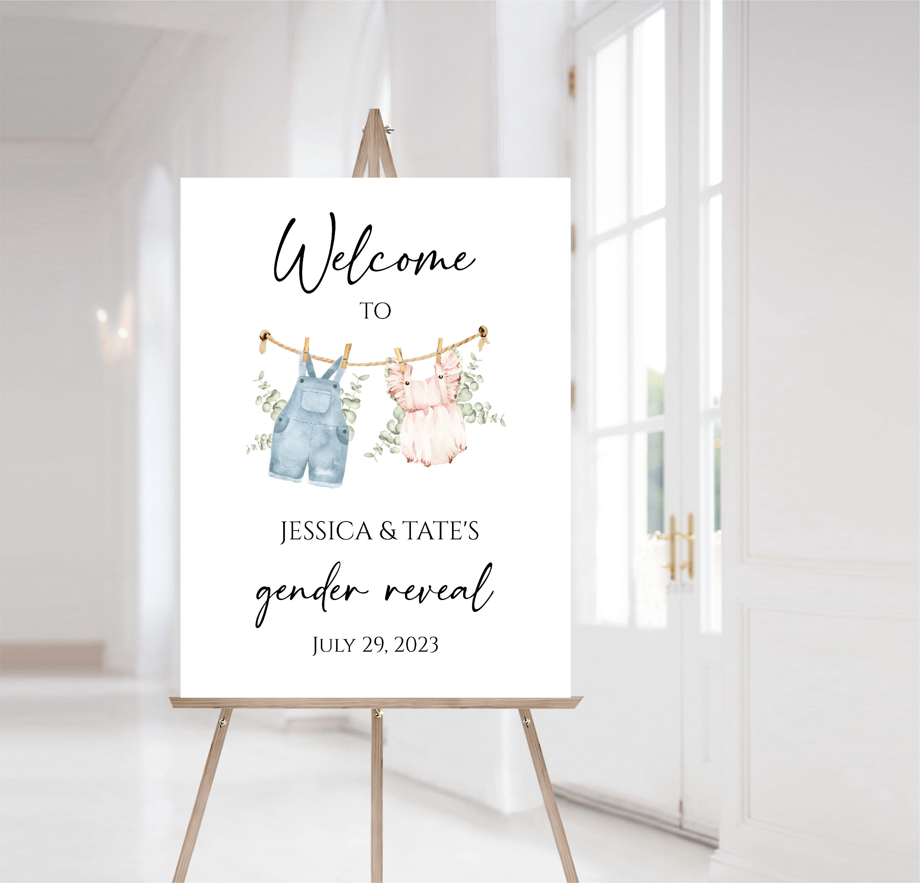 Clothesline Gender Reveal Sign, Editable Minimalist Gender Reveal ...