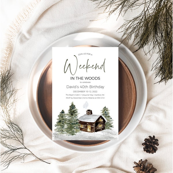 Cabin Birthday Invitation - Etsy