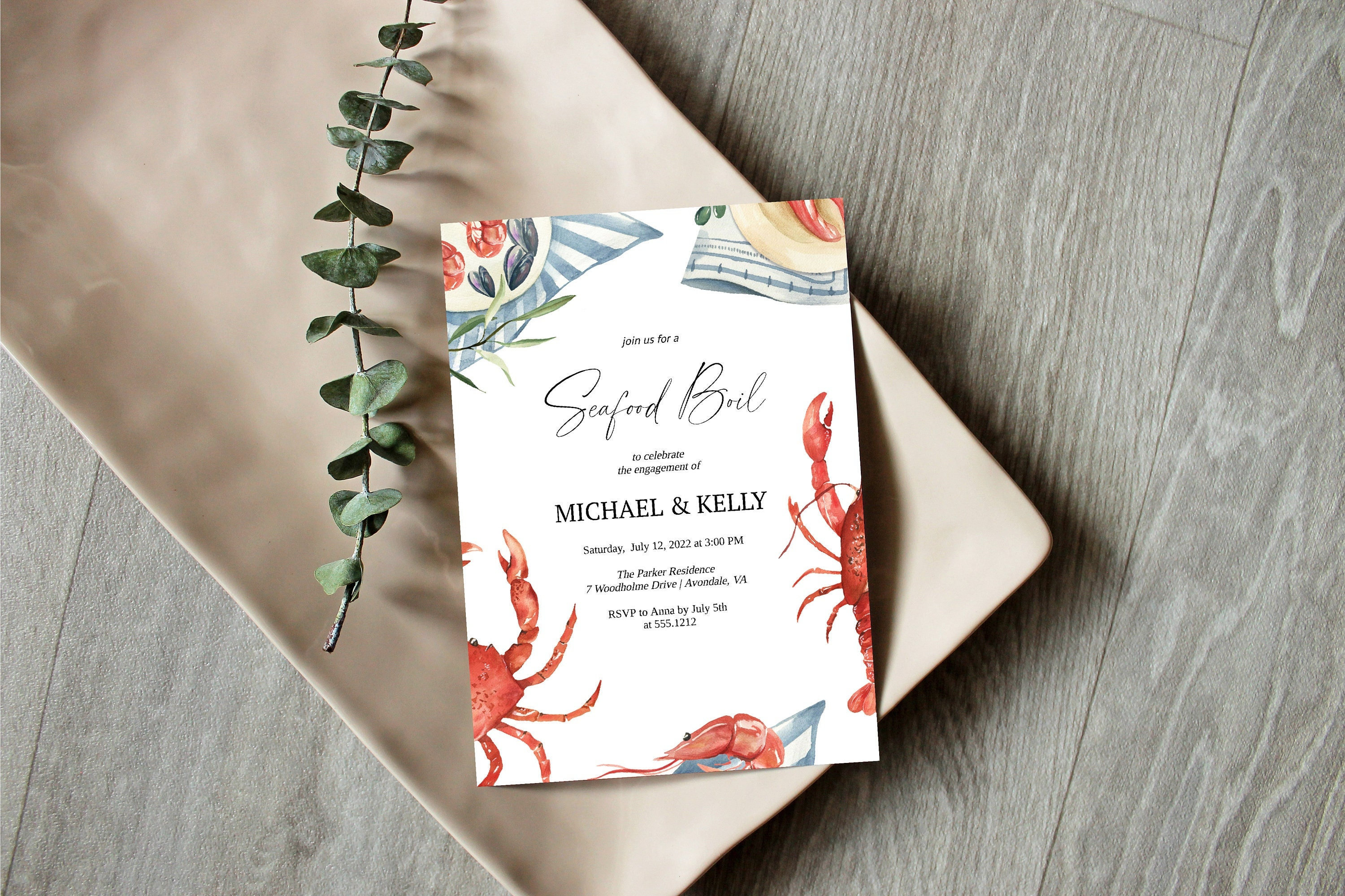 Seafood Boil Invitation, Seafood Boil Engagement Party Invite, Seafood ...