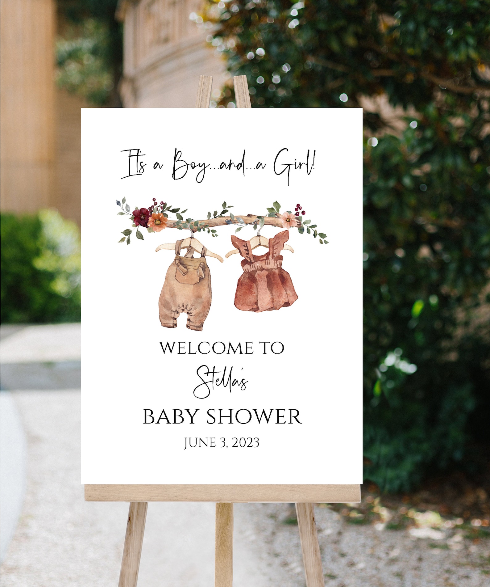 Boho Twin Baby Shower Welcome Sign, Fall Baby Shower Sign Template ...