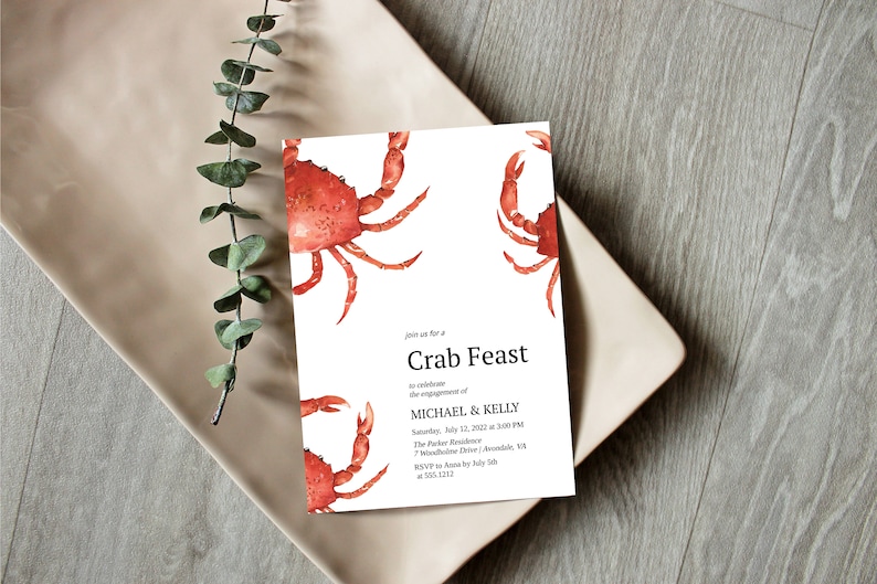 Crab Feast Invitation, Seafood Engagement Party Invite, Crab Feast ...