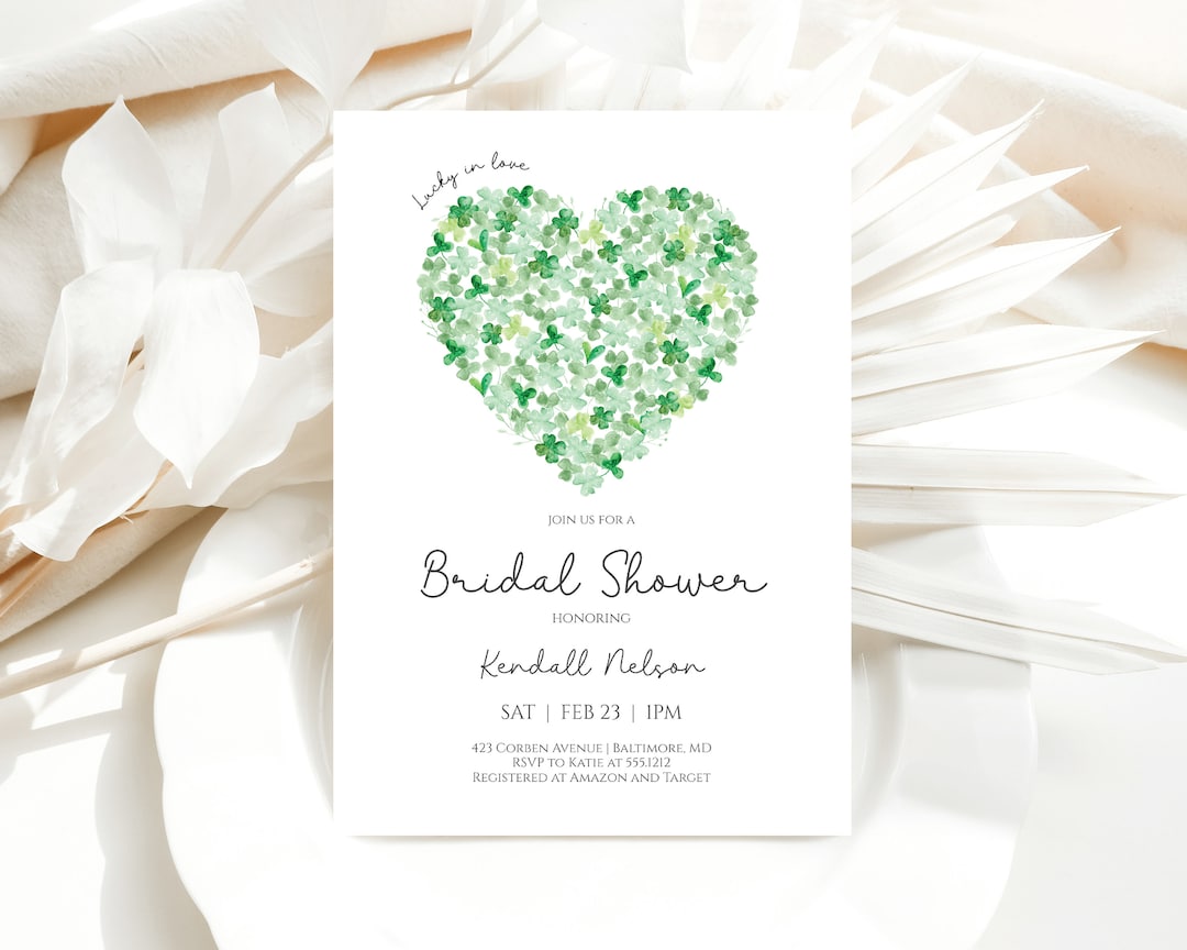 Shamrock Bridal Shower Invitation, Lucky in Love Shower Invite ...